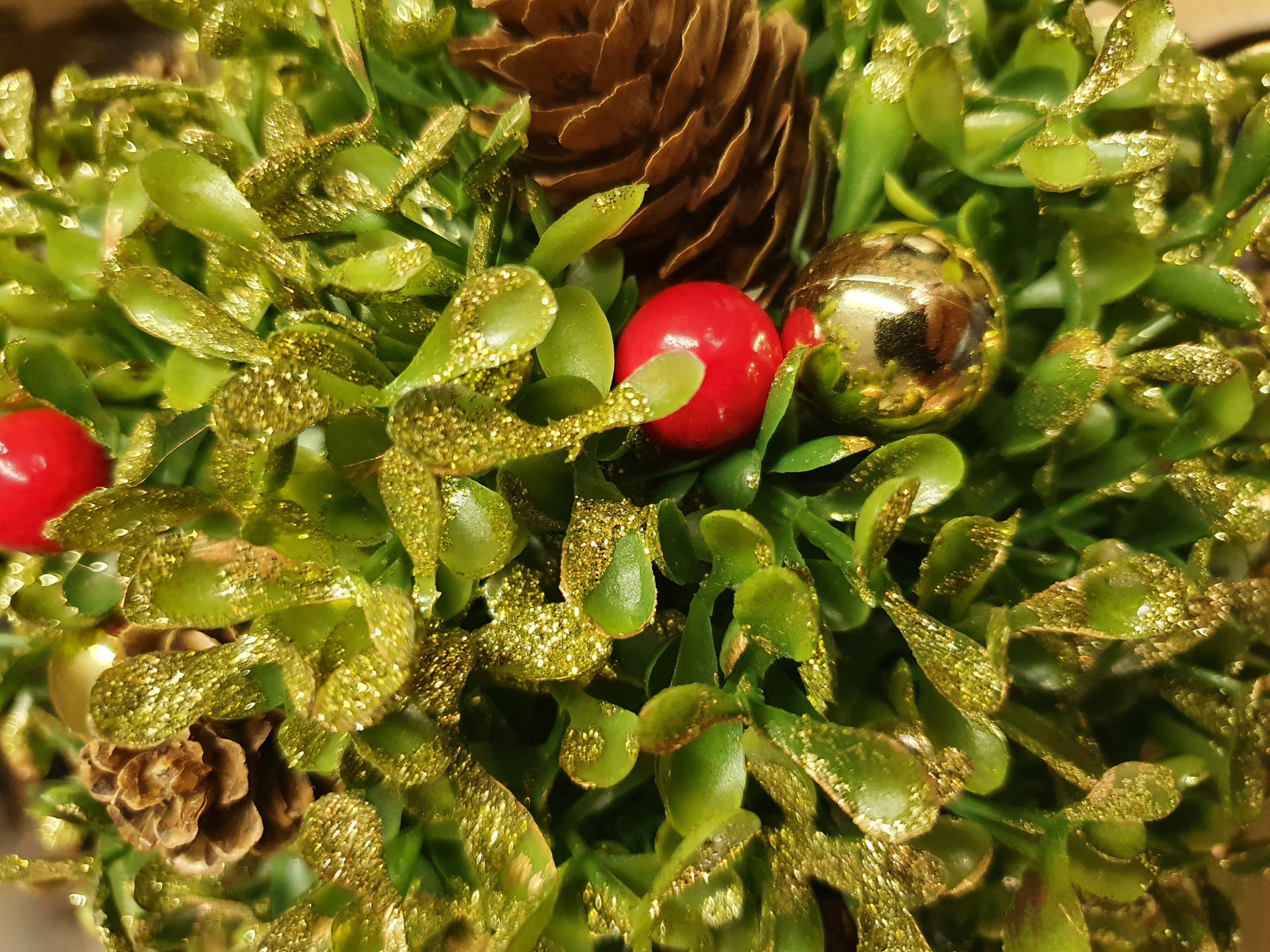 Artificial Topiary Ball Tree Complete with Gold Glitter Pot – Just ...