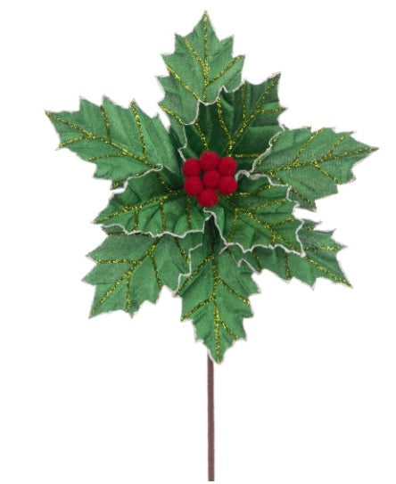 Artificial Holly Poinsettia Stem – Just Artificial